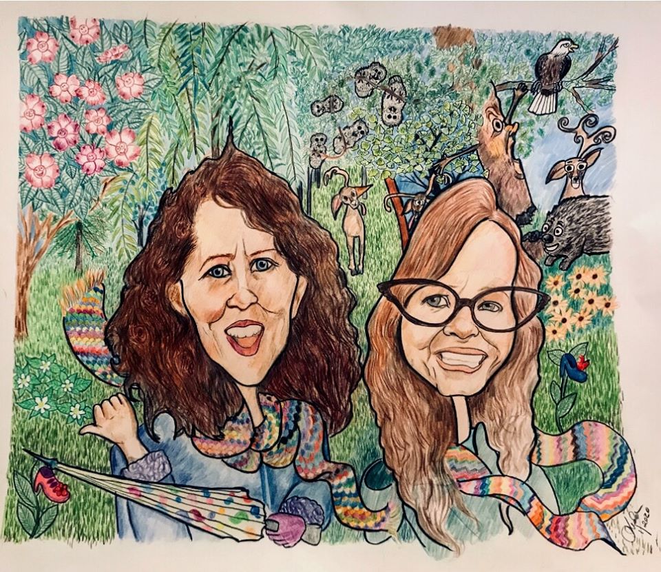 Friends in the woods (me and Monica) drawing by Ellie Kidder – Mostly ...
